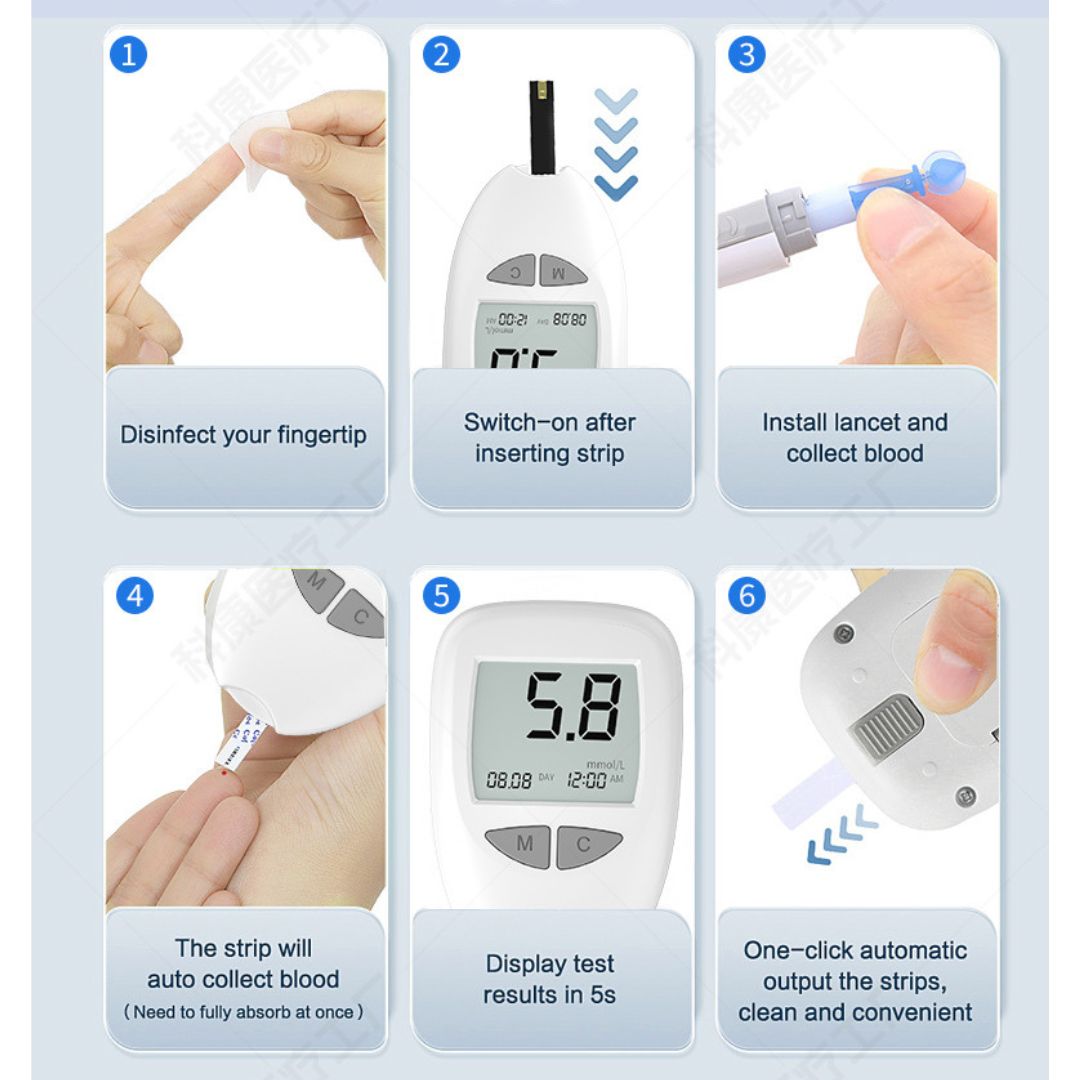 Blood Glucose Monitor | 5-Second Quick Test with Micro Blood Sampling ...
